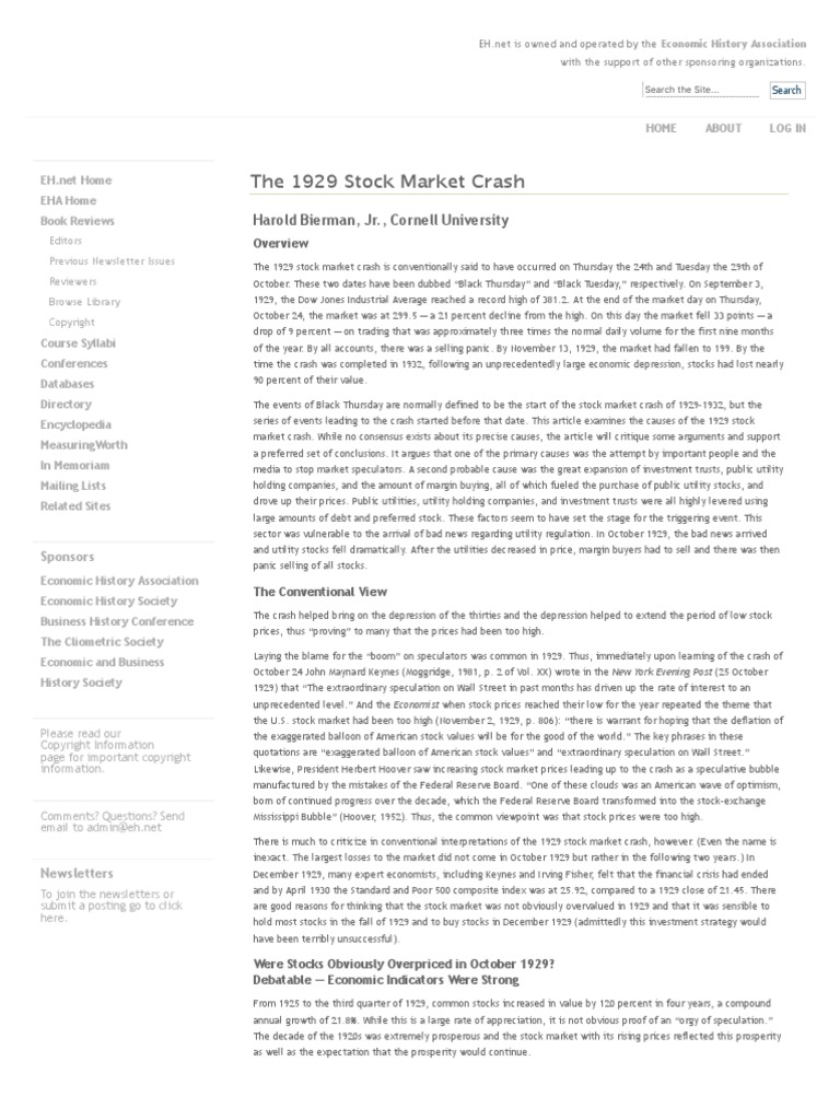 The 1929 Stock Market Crash | PDF | Closed End Fund | Investing