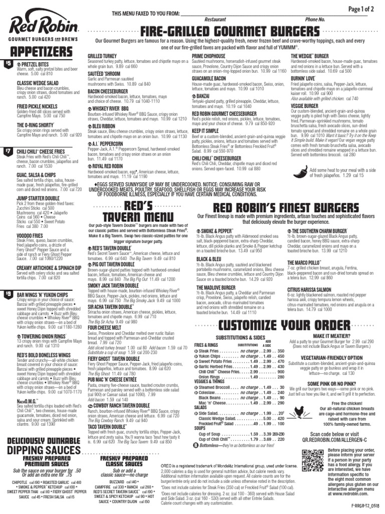 Appetizers Fire-Grilled Gourmet Burgers: Red Robin'S Finest Burgers Red ...