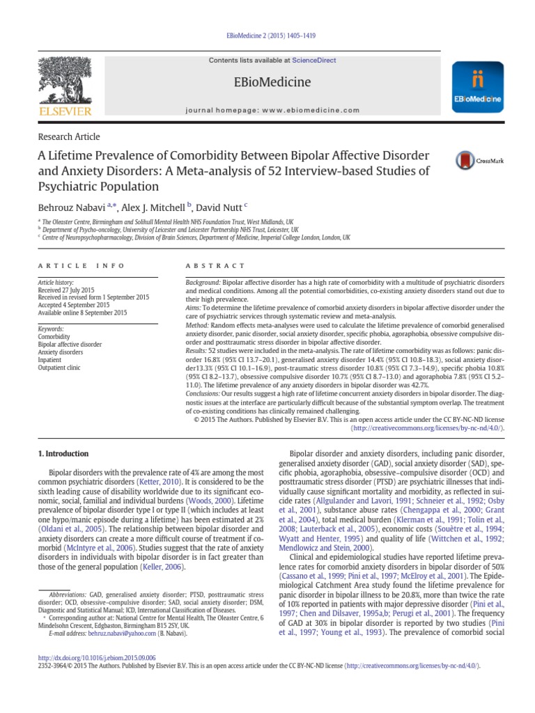 Ebiomedicine: Behrouz Nabavi, Alex J. Mitchell, David Nutt | PDF ...