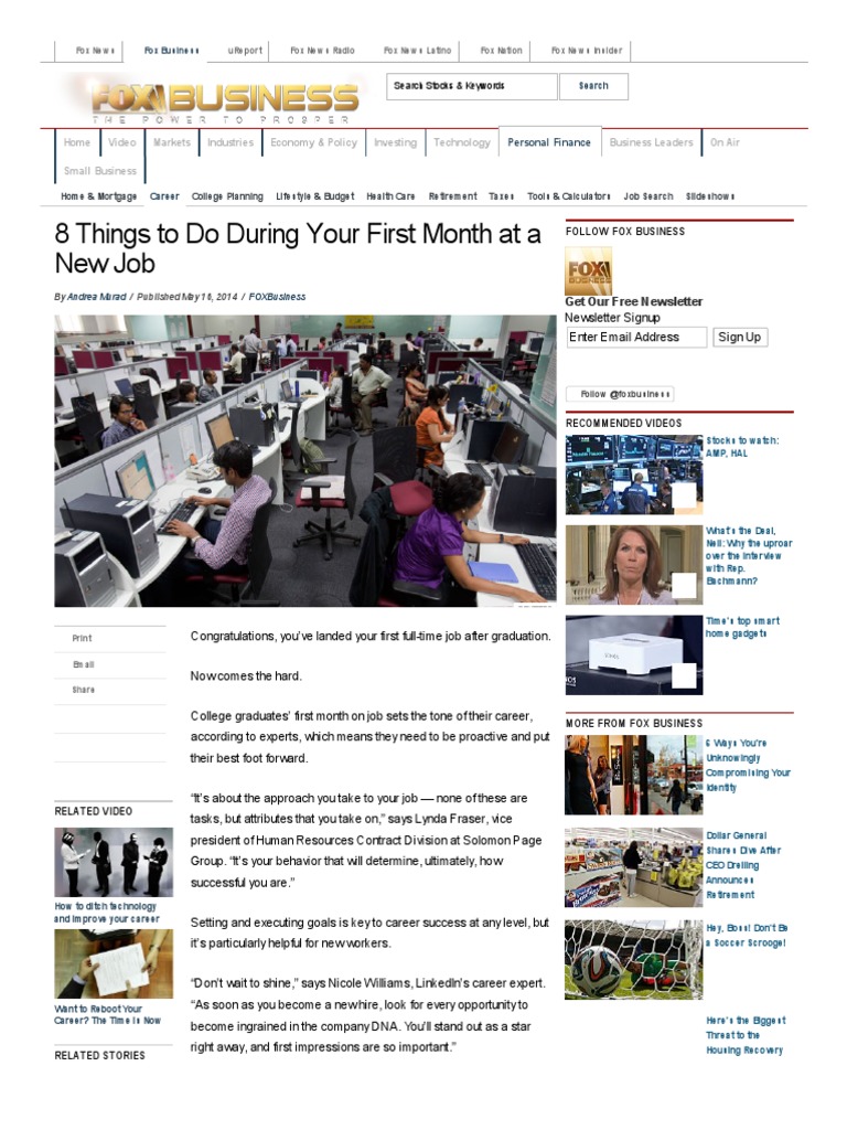 8 Things To Do During Your First Month at A New Job - Fox Business ...