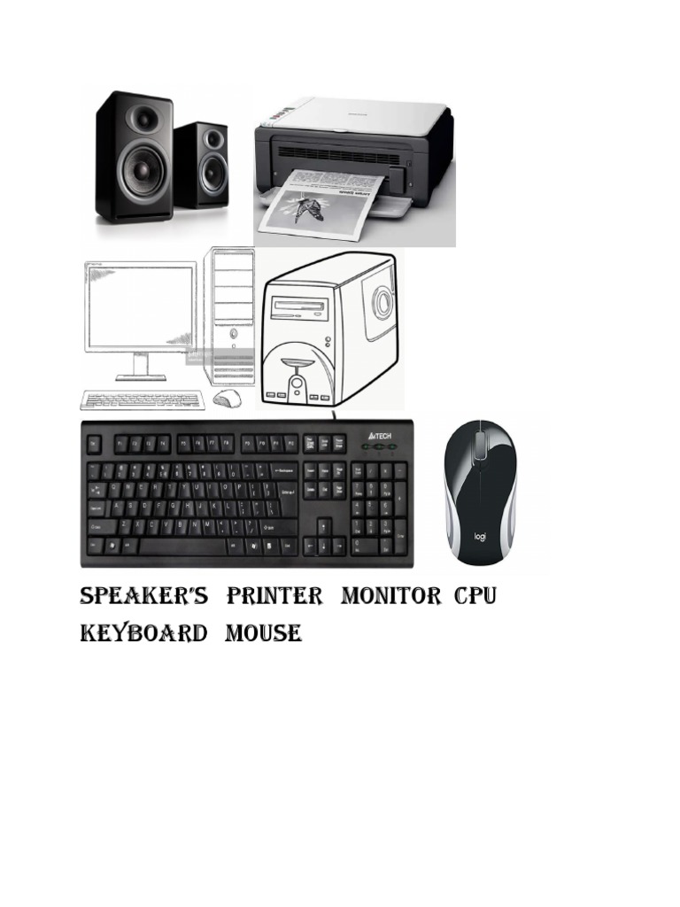 Speaker'S Printer Monitor Cpu Keyboard Mouse | PDF