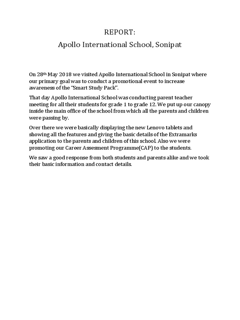 Report: Apollo International School, Sonipat | PDF