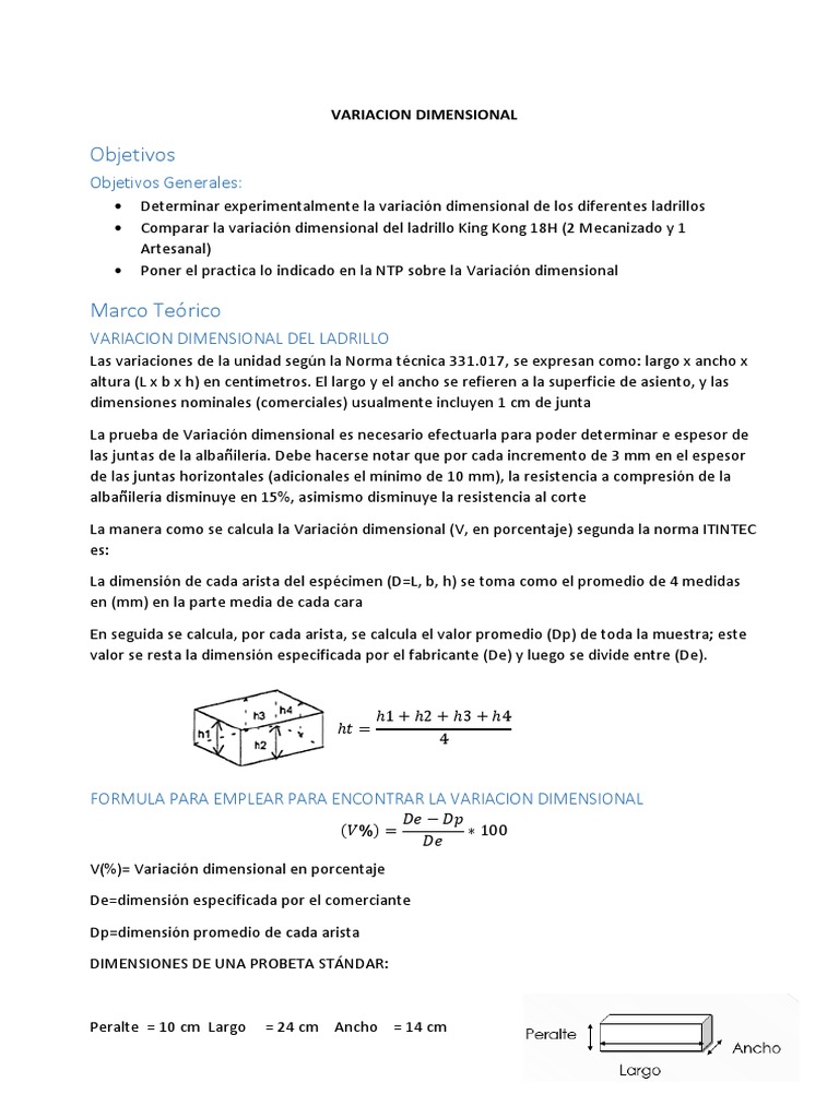 Variacion Dimensional | PDF | Ingeniería de Edificación | Albañilería