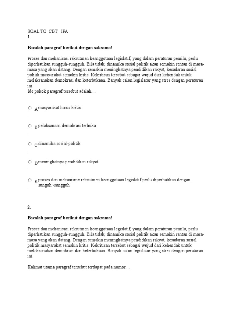 Soal To CBT Ipa | PDF