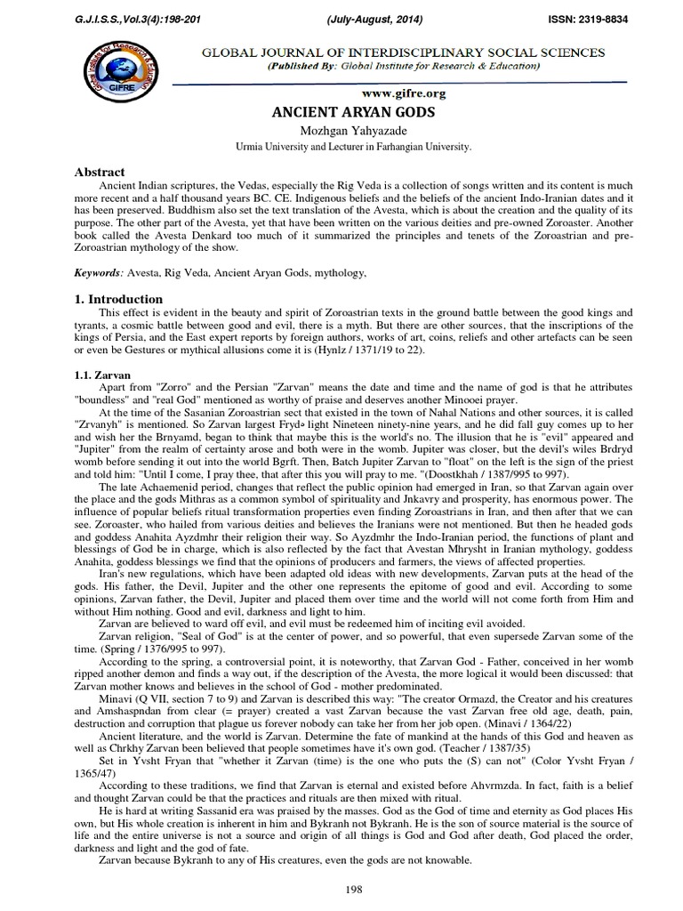 Ancient Aryan Gods | PDF | Zoroastrianism | Deities