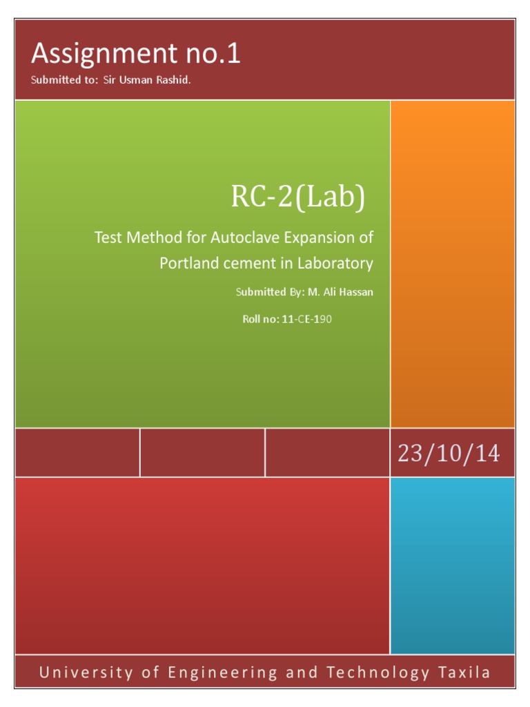 Assignment No.1: Test Method For Autoclave Expansion of Portland Cement ...