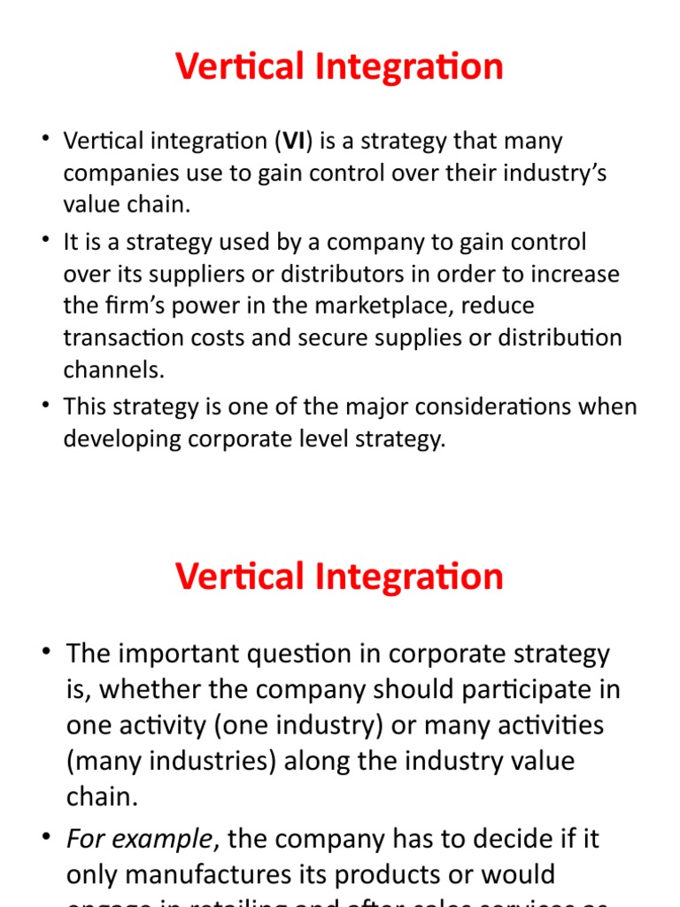 Understanding Vertical Integration Strategies | PDF | Strategic ...