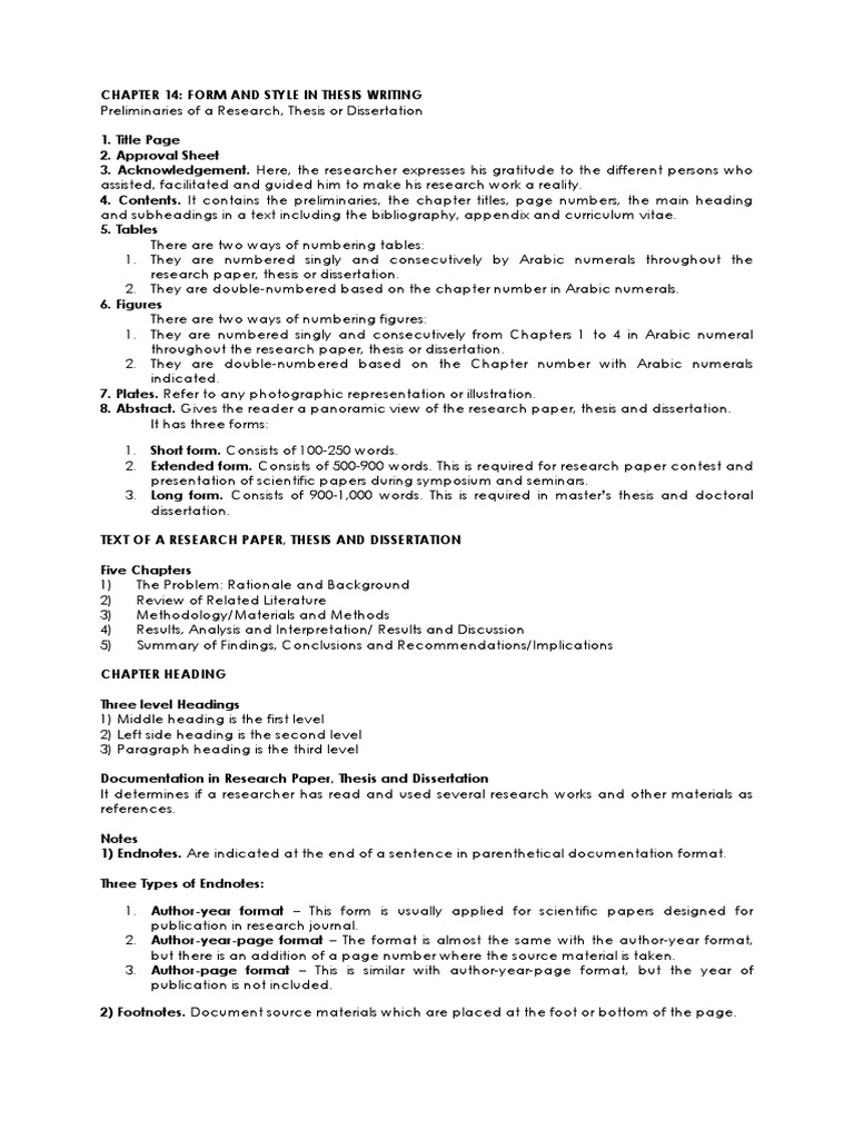 Chapter 14 Form and Style in Thesis Writing | PDF | Note (Typography ...