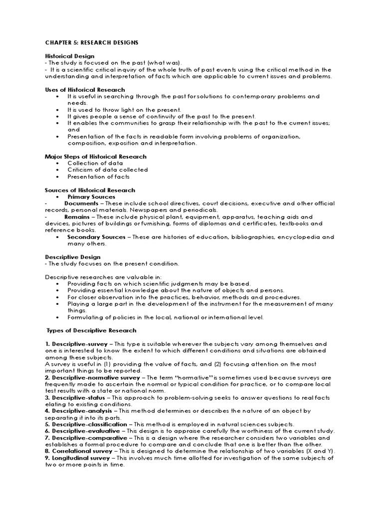 Research Designs Overview in Chapter 5 | PDF | Experiment | Design Of ...