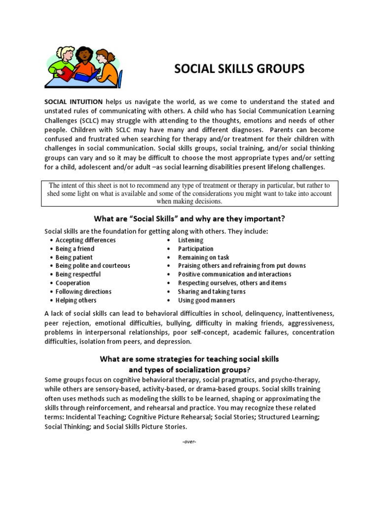 Social Skills Groups | PDF | Social Skills | Psychotherapy
