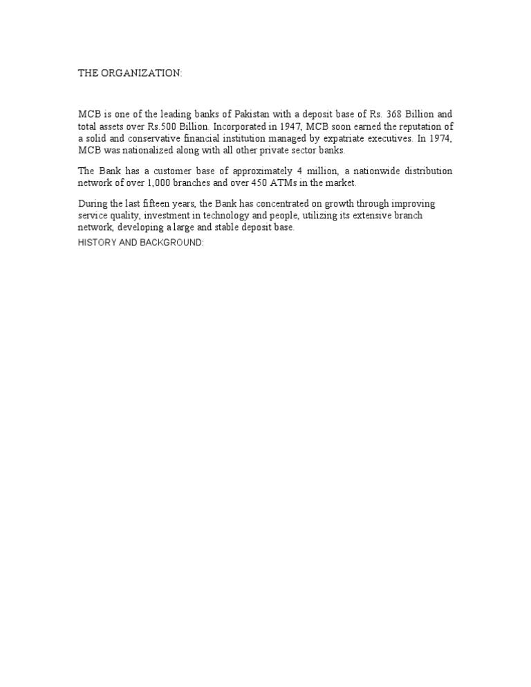 History and Background | PDF | Finance & Money Management