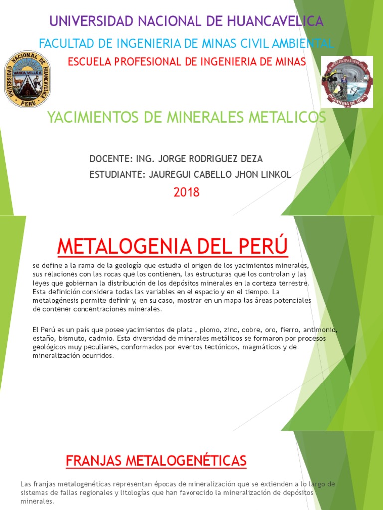Metalogenia Del Peru | PDF | Minerales | Roca (geología)