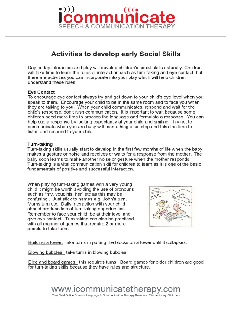 Developing Early Social Skills: Activities to Promote Eye Contact, Turn ...