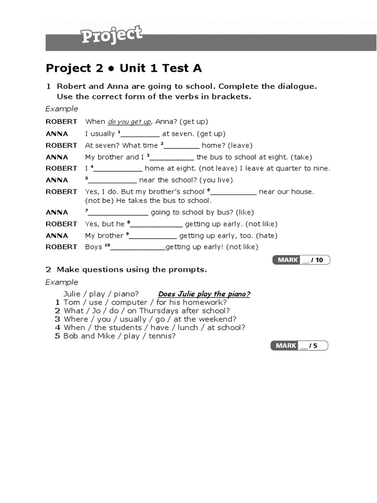 Project 2 Unit Revision Tests | PDF | Lunch | Zoo