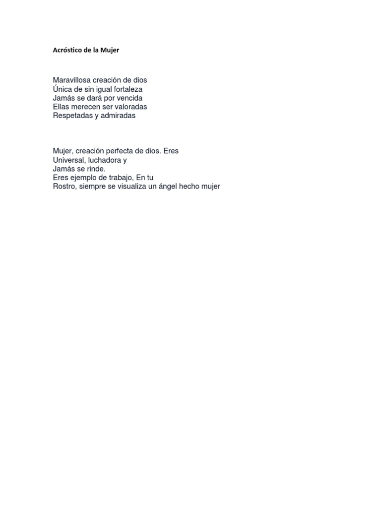 Acróstico de La Mujer | PDF