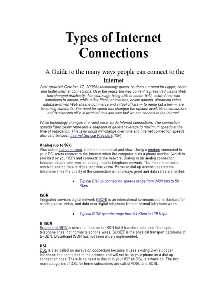 Types of Internet Connections: A Guide To The Many Ways People Can ...