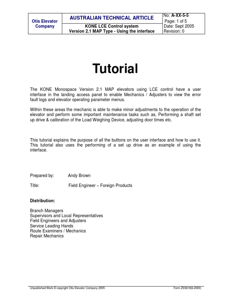 Kone Lce 2.1 - Opis Ang. | PDF | Elevator | Menu (Computing)