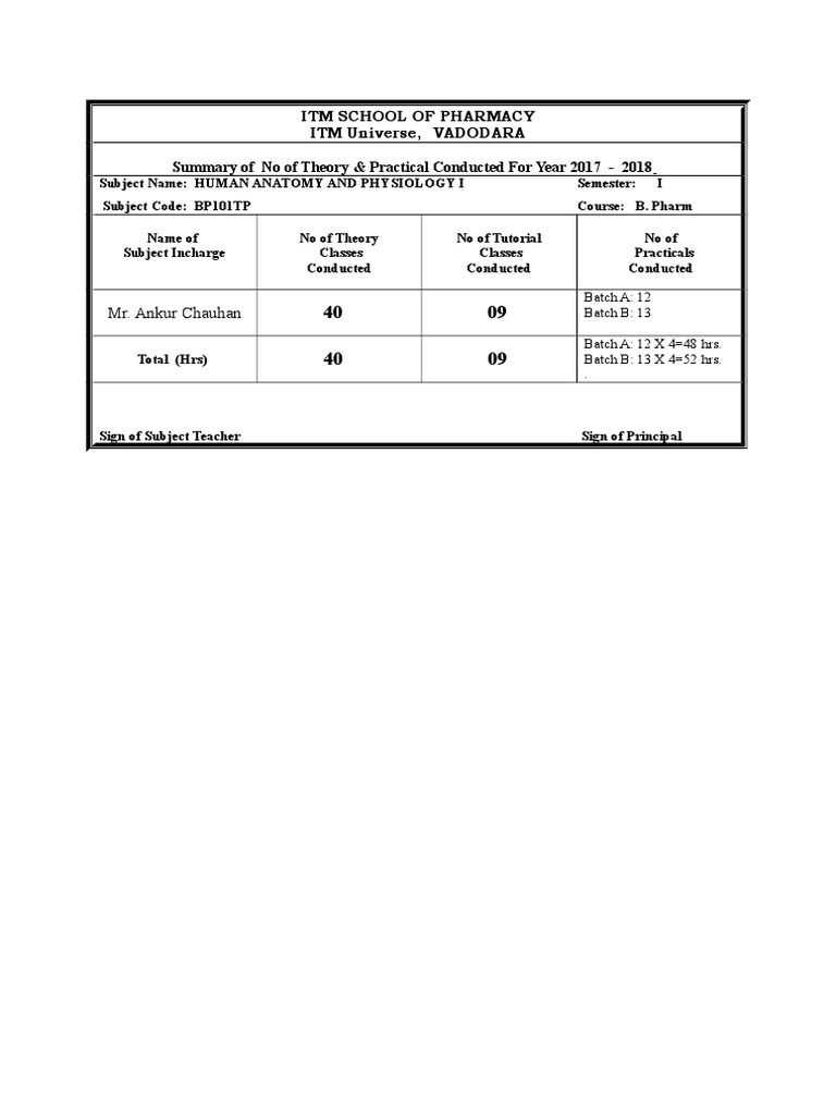 Attendance Summary Pdf
