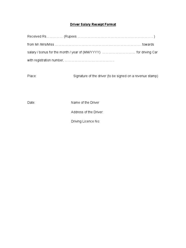 Driver Salary Receipt | PDF