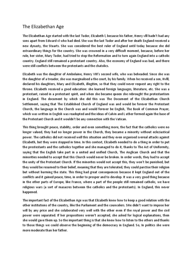 The Elizabethan Age | PDF | Elizabeth I Of England | Mary, Queen Of Scots