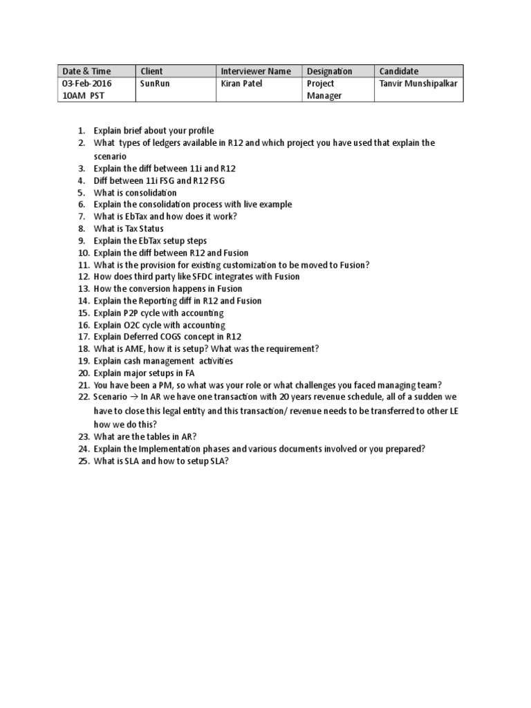 Client Interview Questions-Finance Functional | PDF | Securitization ...