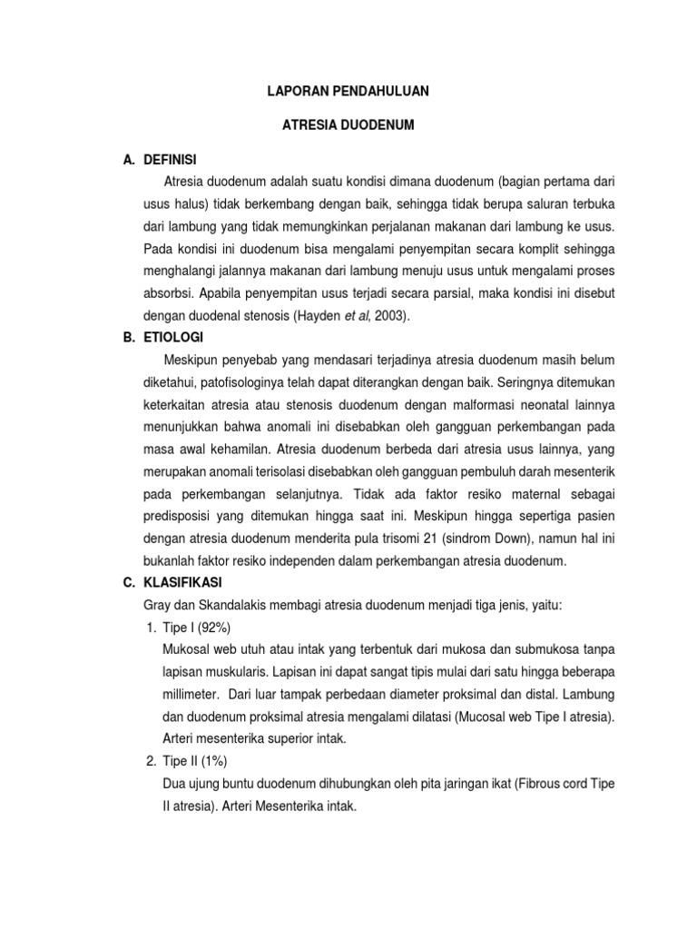 LP Atresia Duodenum | PDF | Kesehatan Holistik