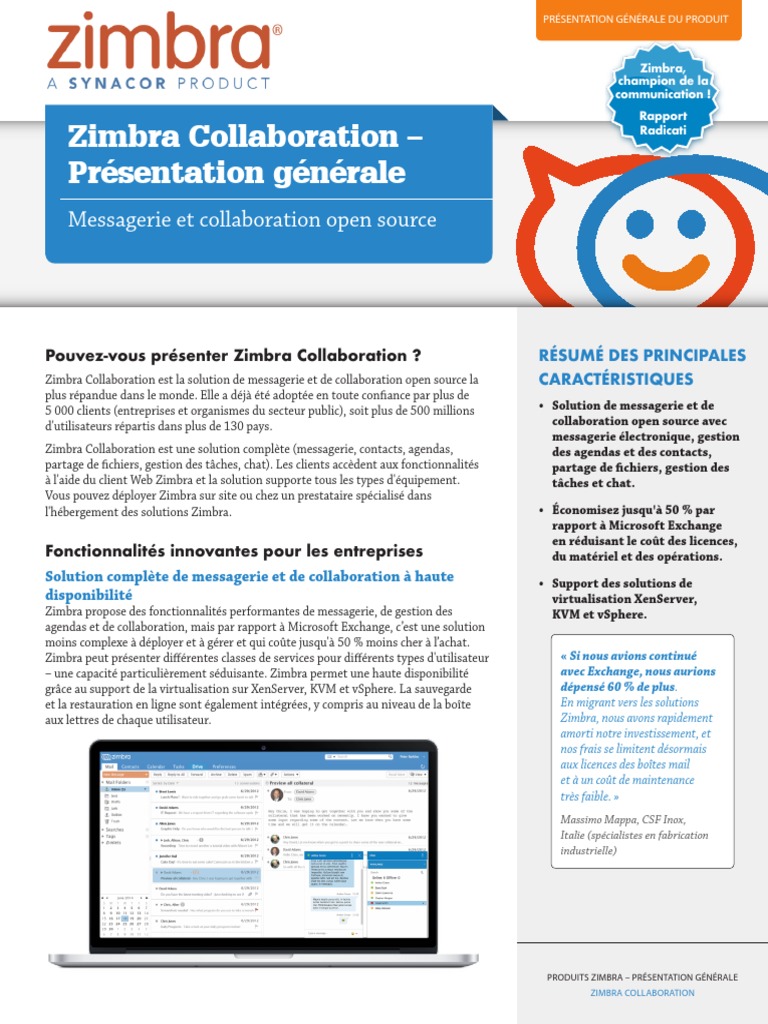 Zimbra Collaboration Product Overview-FR | PDF | Serveur (Informatique ...