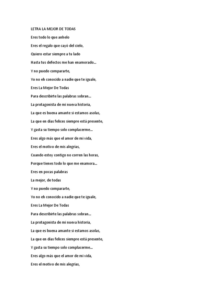 Letra La Mejor de Todas | PDF | Amor | Ocio