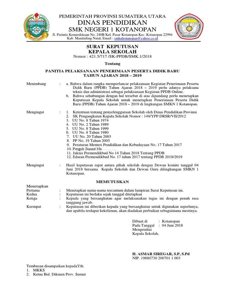 SK Panitia PPDB 1819 | PDF