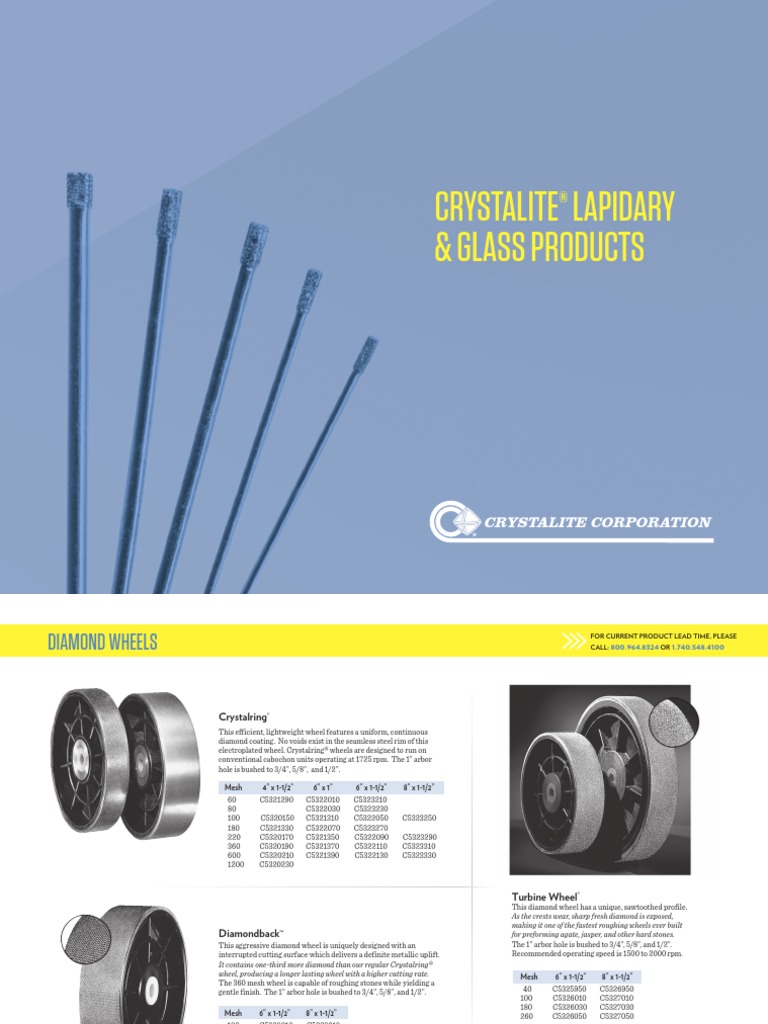 Crystalite Lapidary & Glass Products | PDF | Drill | Diamond