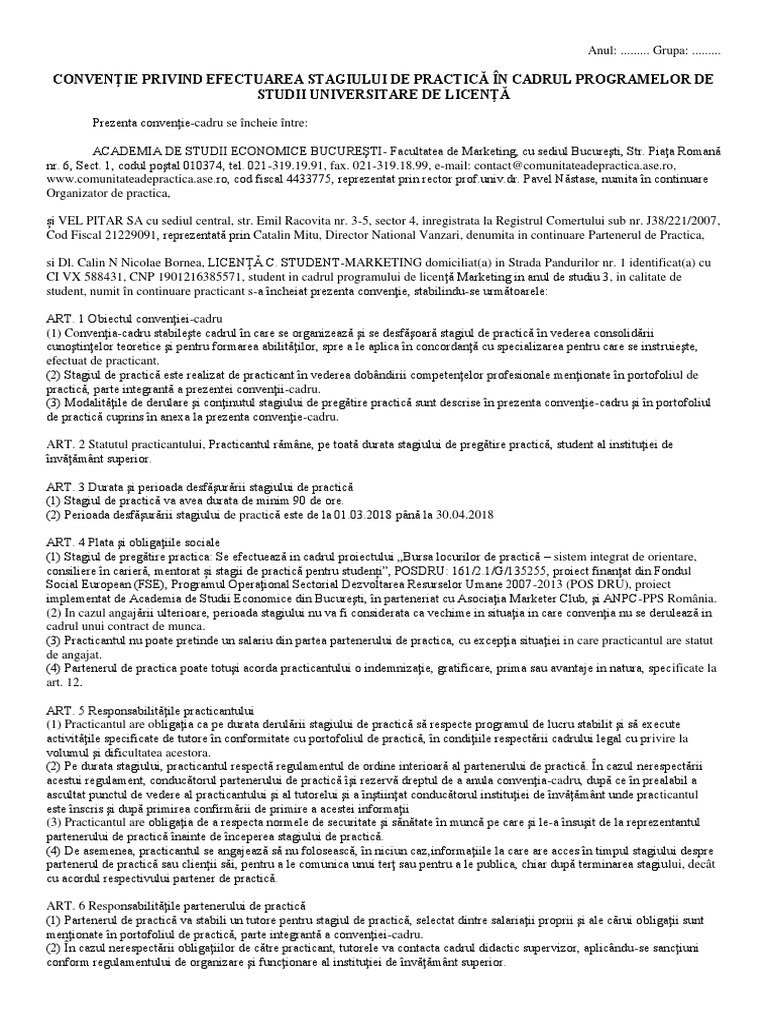 A. Conventie de Practica | PDF