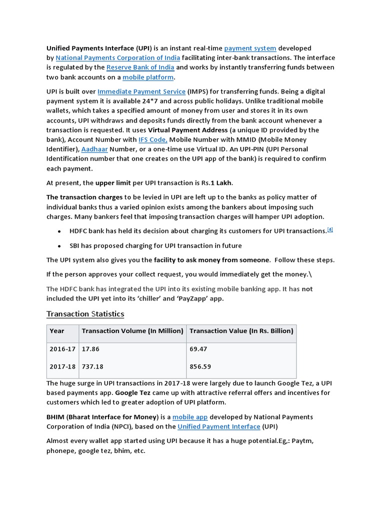 Unified Payments Interface | PDF | Banks | Banking