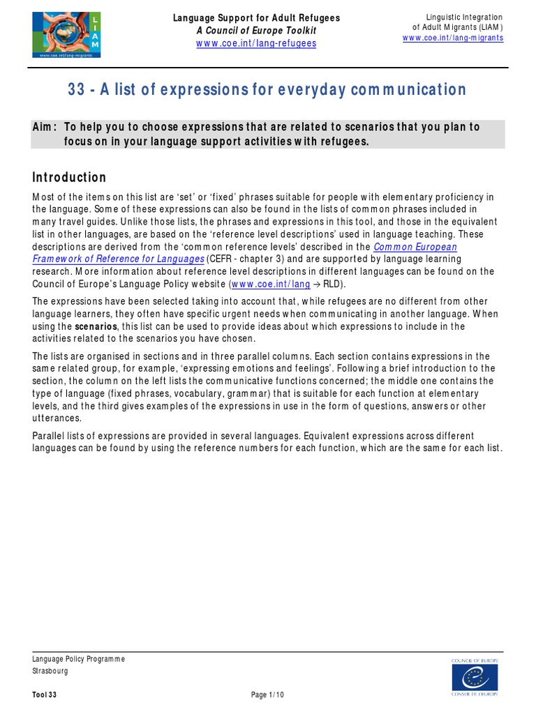 33-En A List of Expressions For Everyday Communication | PDF | Verb ...