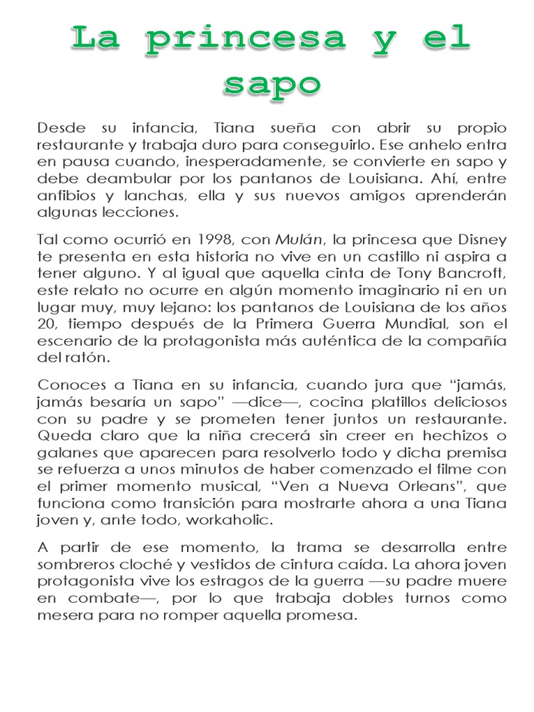 La Princesa y El Sapo | PDF | Animación | Ocio