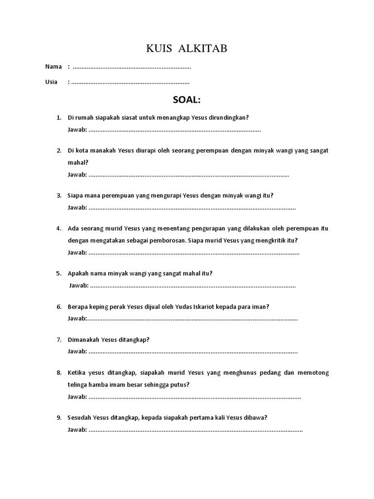 Kuis Alkitab | PDF