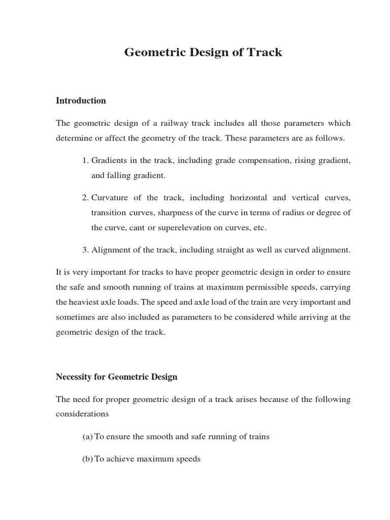 Geometric Design of Track | PDF | Track (Rail Transport) | Rail Transport