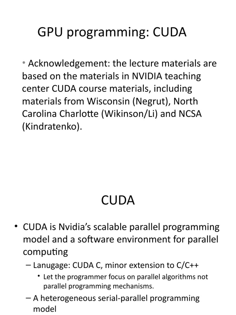 Gpu Programming Cuda Pdf Thread Computing Graphics Processing Unit