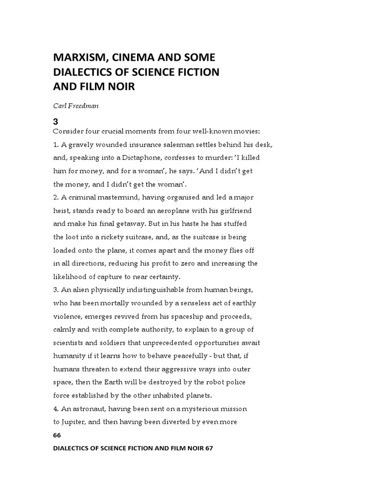 Marxism, Cinema and Some Dialetics of Science Fiction and Film Noir ...