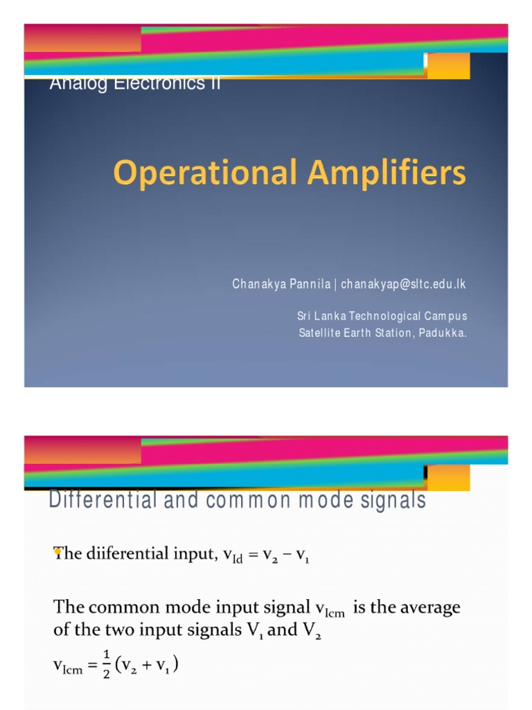 Lec 2 Operational Amplifiers | PDF | Amplifier | Operational Amplifier
