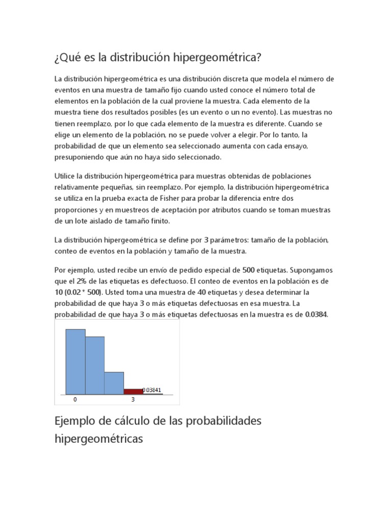 Distribución Hipergeométrica: Guía Básica | PDF | Probabilidad ...