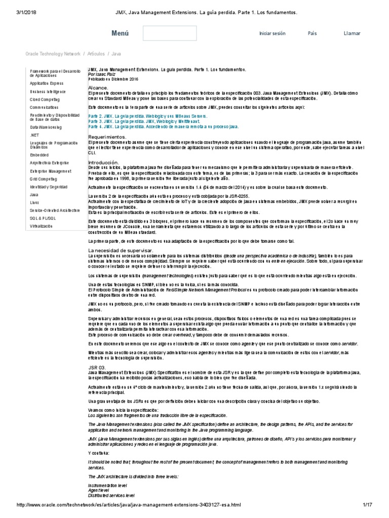 JMX, Java Management Extensions. La Guía Perdida. Parte 1. Los ...