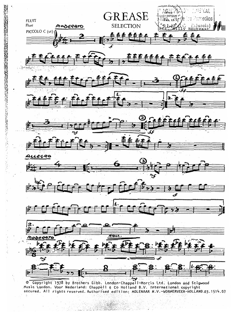 Grease - Selection - Willy Hautvast | PDF