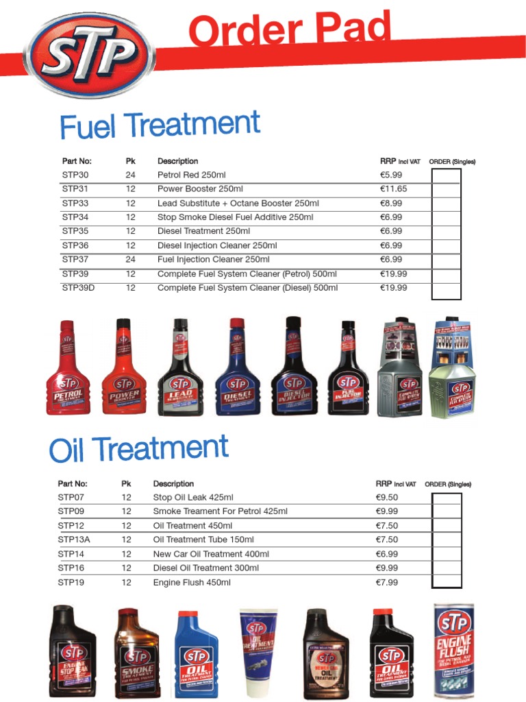 Fuel and Oil Treatment Order Pad | PDF | Diesel Engine | Gasoline