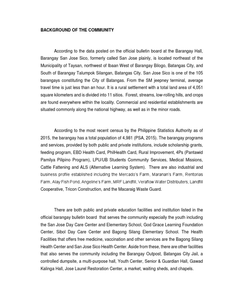 Background of The Community | PDF | Waste | Business