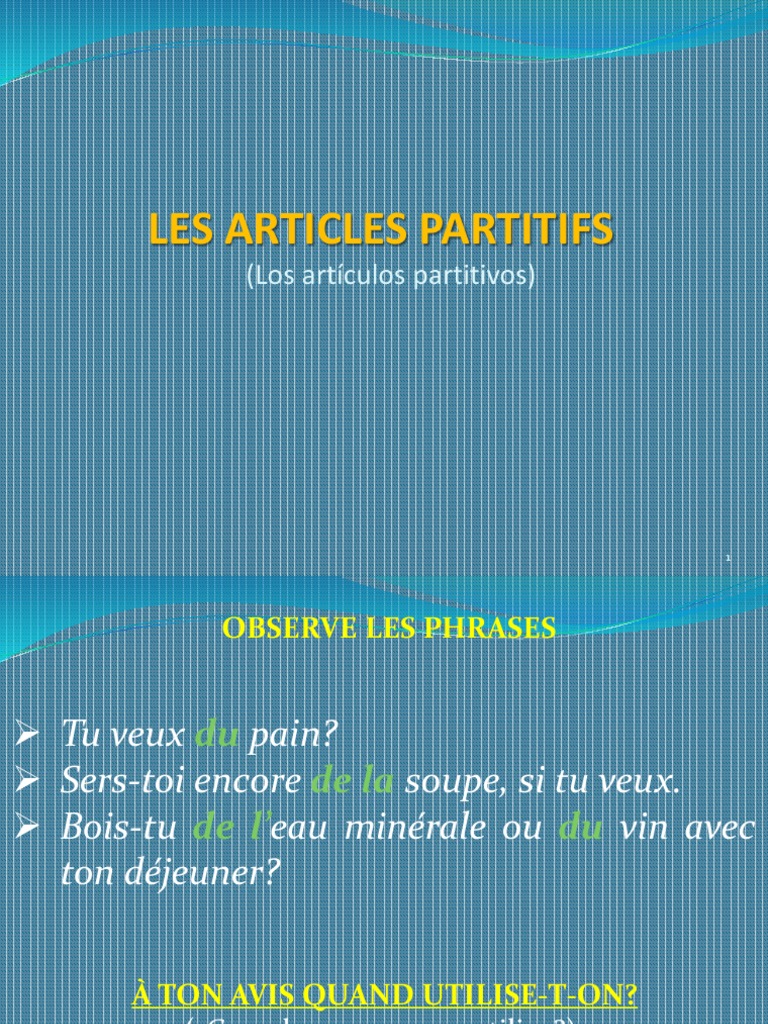 Les Articles Partitifs | PDF