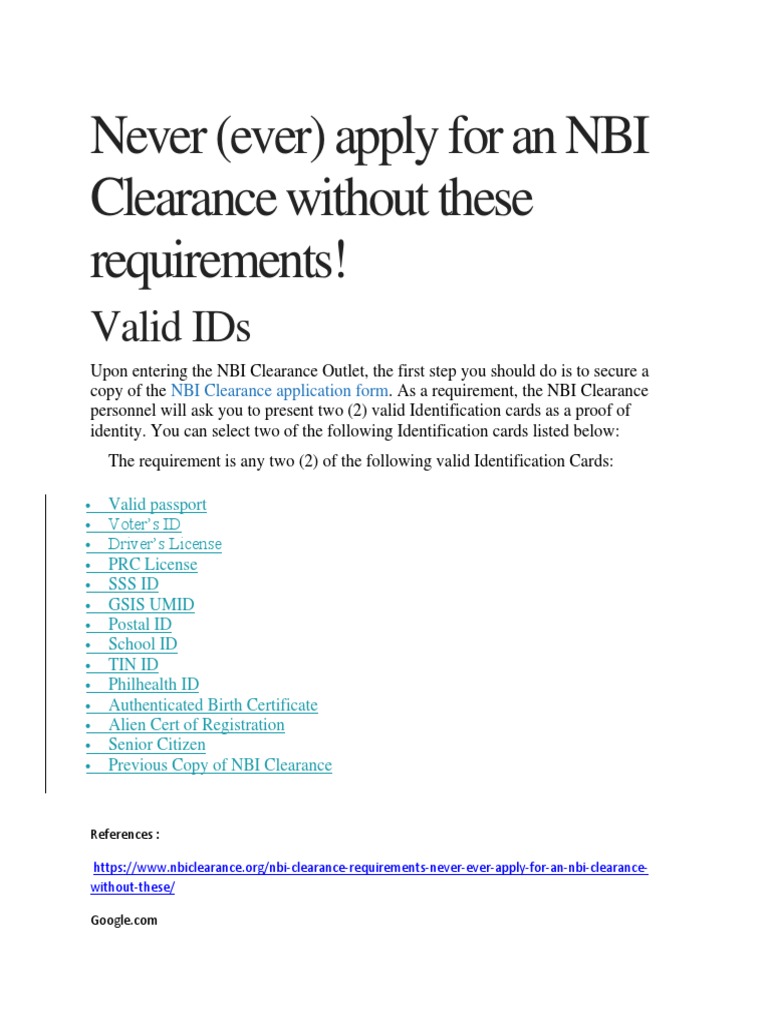 NBI Requirements | PDF