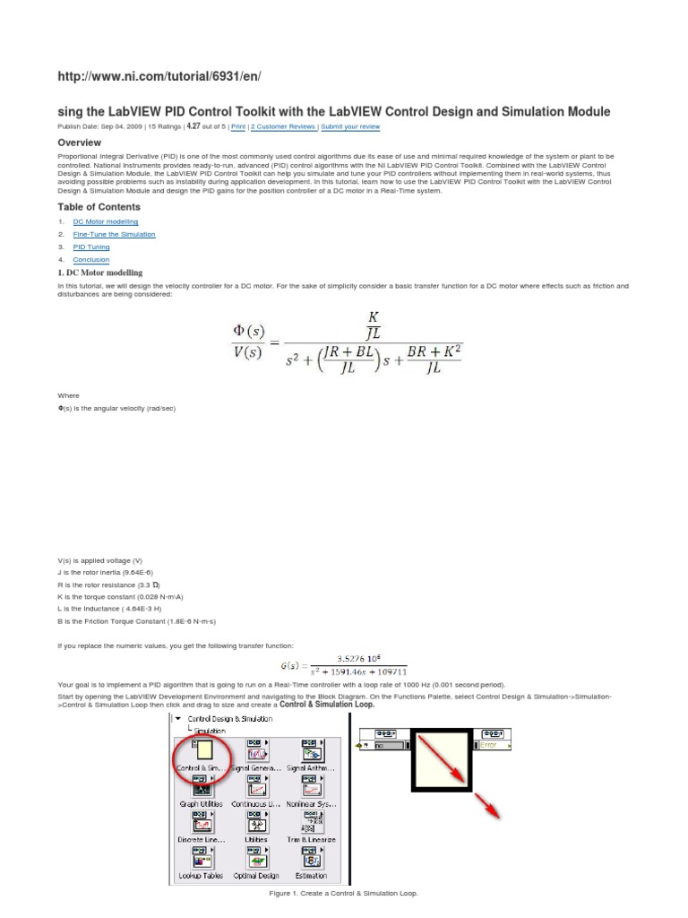 Simulacion de Un Motor DC en Labview | PDF | Teoría de control | Motor ...