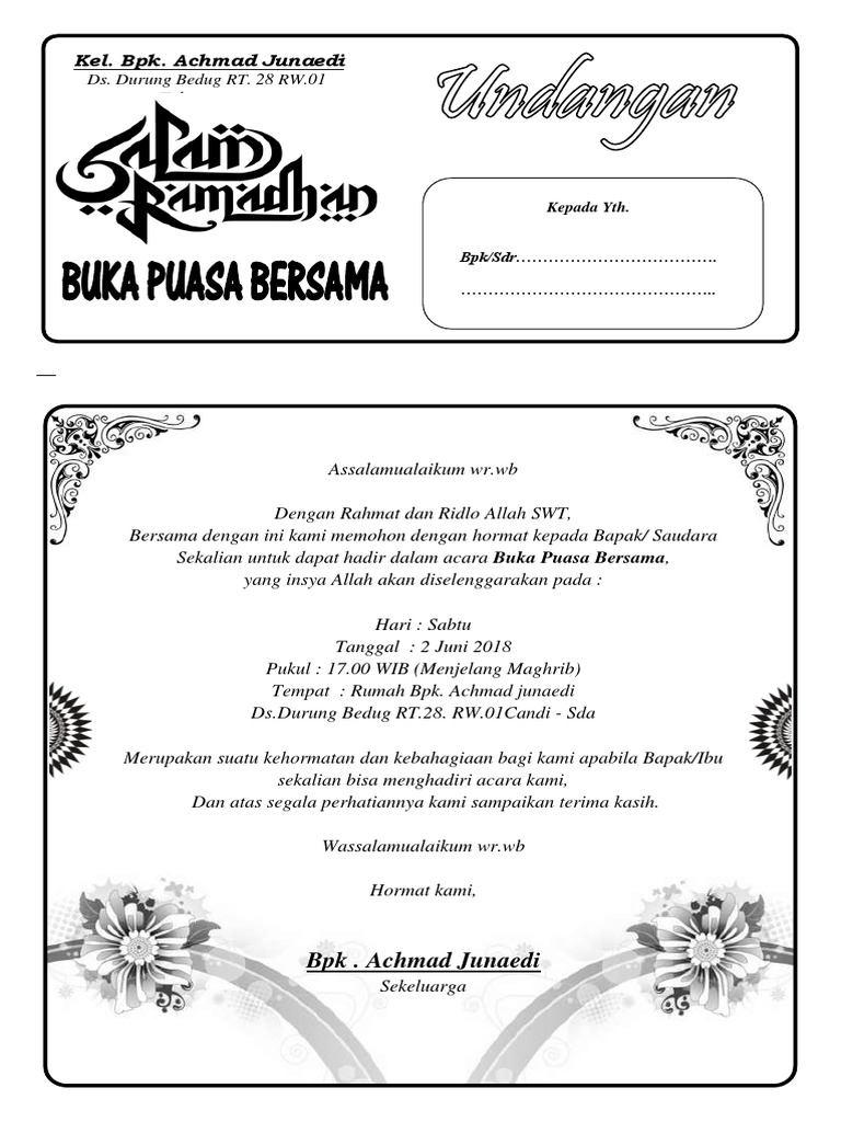 Undangan Buka Puasa Bersama 2018 | PDF