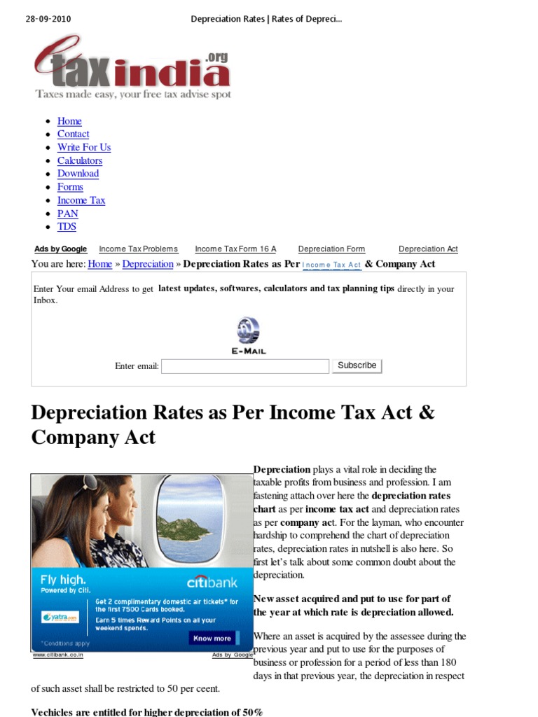 Depreciation Rates - Rates of Depreciation As Per Income Tax Act ...