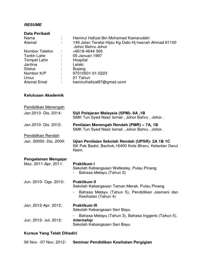 Contoh Resume Cikgu | PDF
